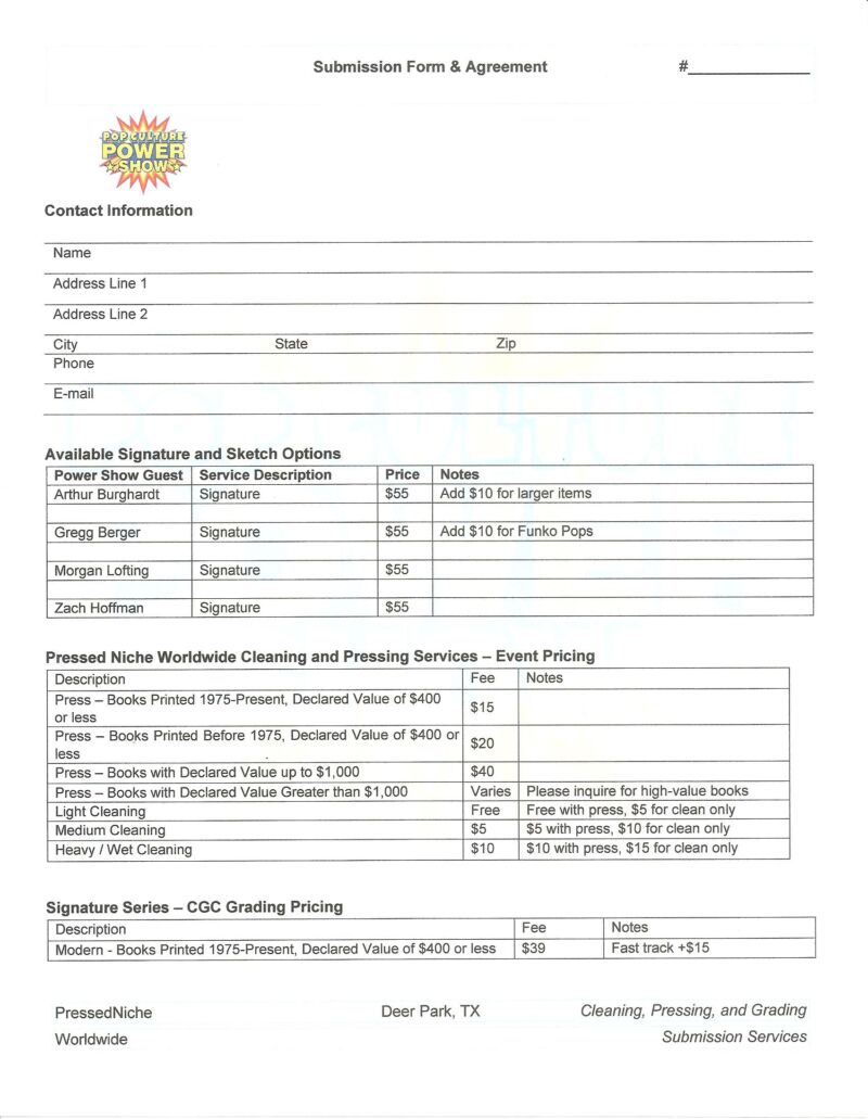 Submission Forms – POP CULTURE CON
